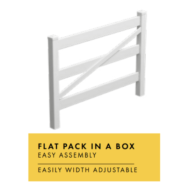 Hamptons Rural 3 Rail Gate 1800mm x 1300mm - Discount Landscape Supplies